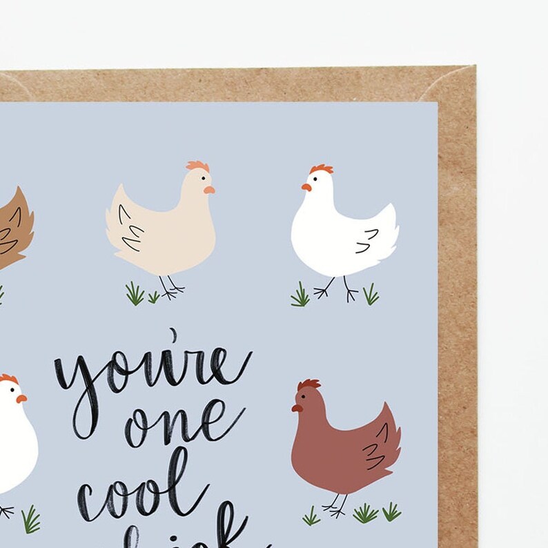 One Cool Chick Card, Birthday Card for Her, Chicken Greeting Cards ...