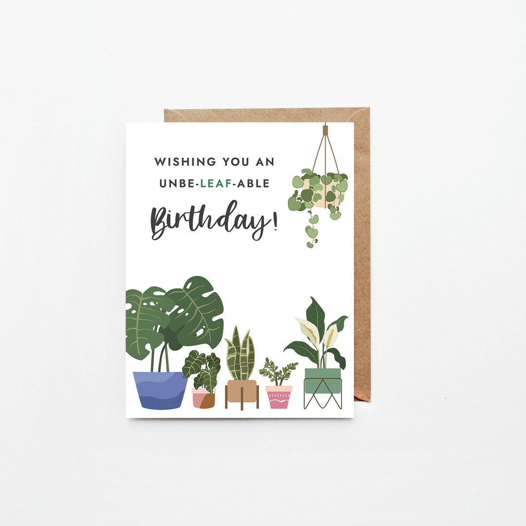 Plant Birthday Card Houseplant Card Greeting Card Plant - Etsy