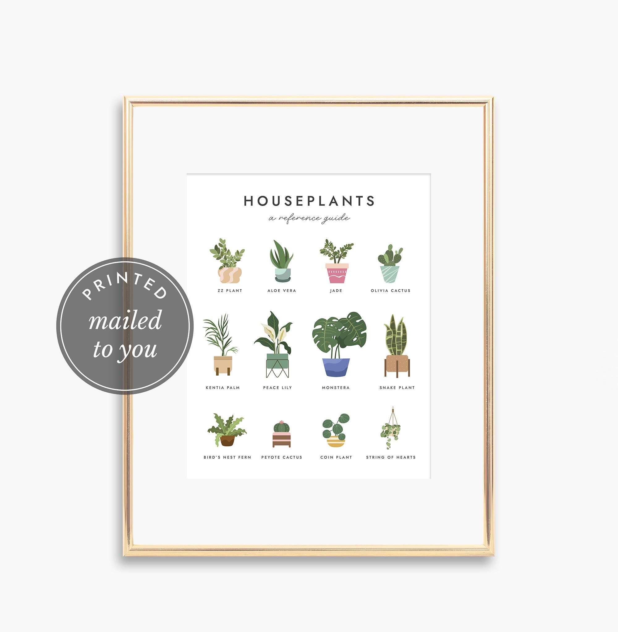 MAILED PRINT Houseplant Guide Plant Art Houseplant - Etsy