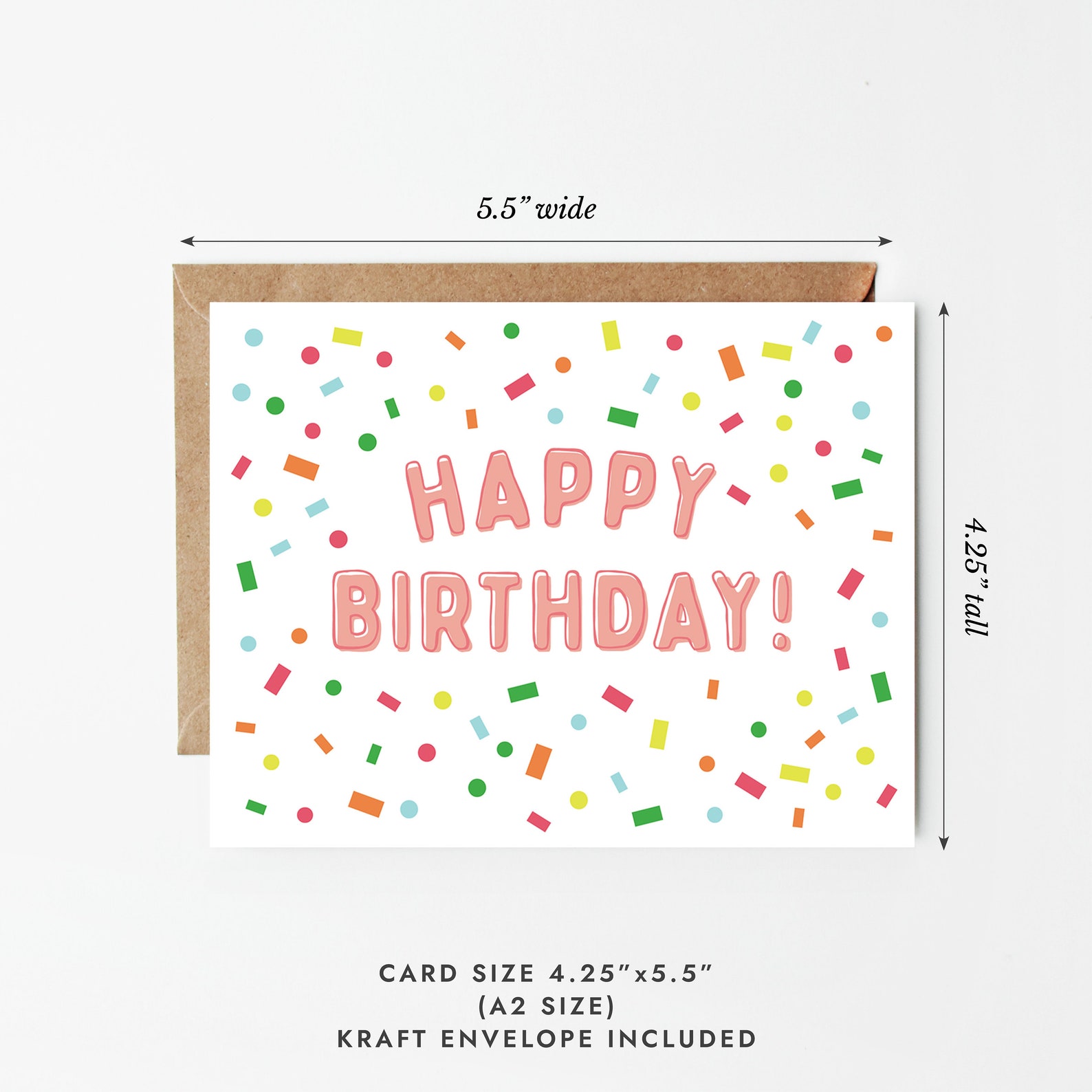 Confetti Birthday Card Happy Birthday Notecard Birthday - Etsy