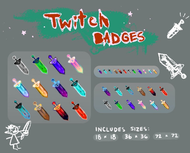 Twitch Badges Swords ready to Use - Etsy