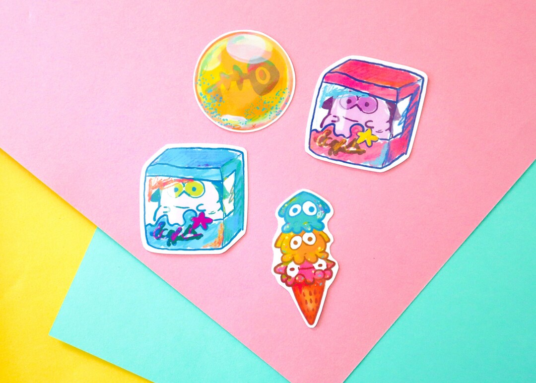 Kawaii Squid Handmade Sticker Pack - Etsy