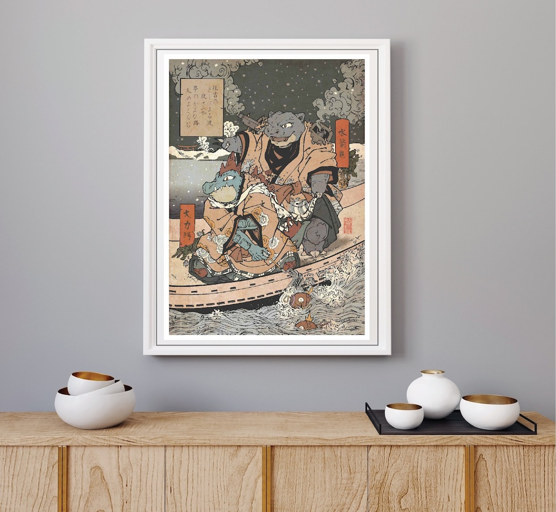 Blastoise, Feraligatr and Magikarp Print in the Traditional Style of ...