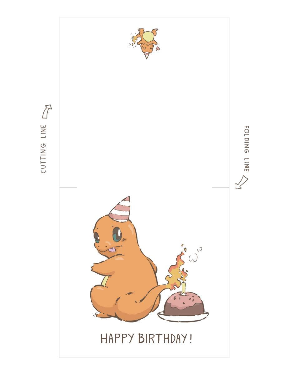 Charmander Birthday Card | Printable | Instant Download | Cute Pokemon ...