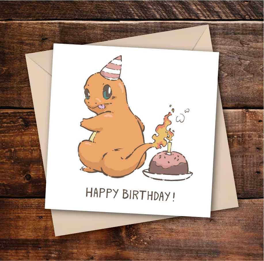 Charmander Birthday Card | Printable | Instant Download | Cute Pokemon ...