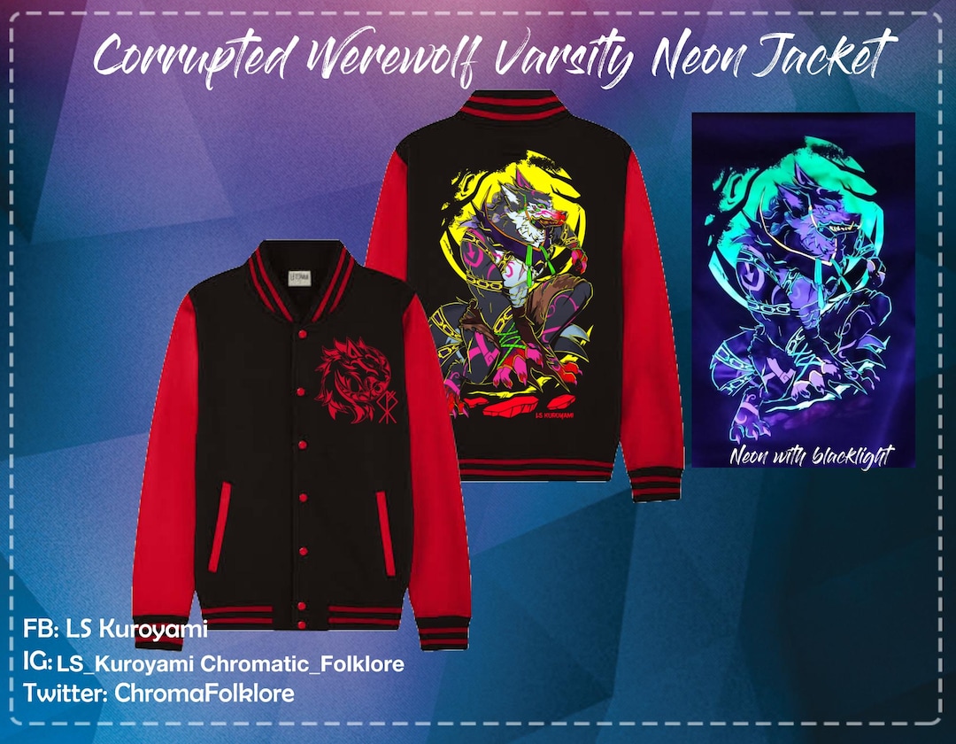 Corrupted Werewolf Varsity Jacket Neon DTF - Etsy