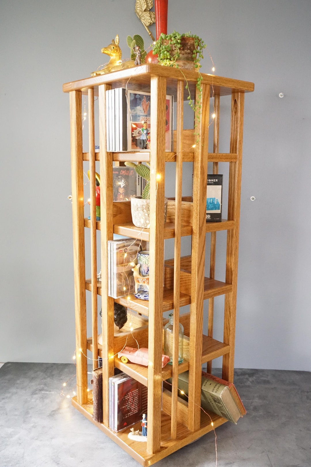 Vintage CD Holder LARGE Holds 220 Cds Shelf Display Rack Cds Solid Wood ...