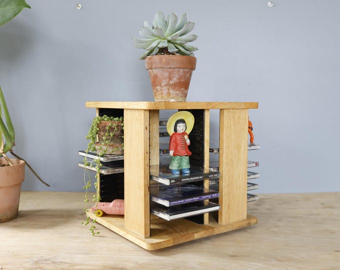 Rotating Carousel Wood Rack CD Holder ~ Storage for 72 Cd's Cd Storage ...