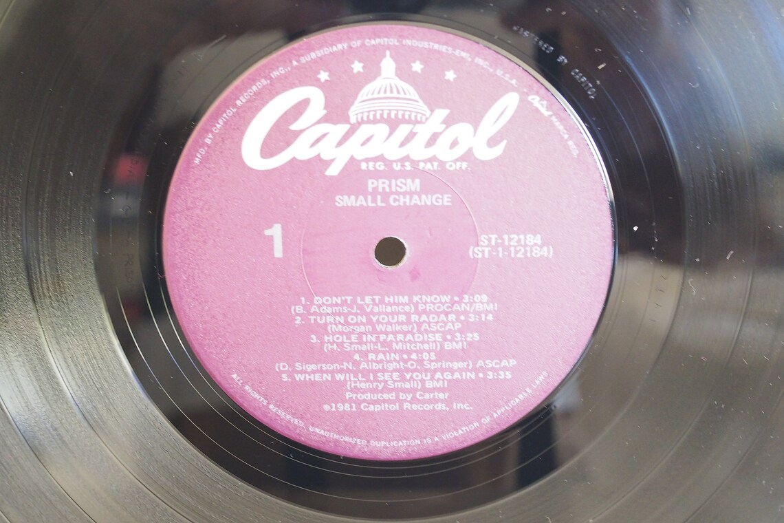 Prism Small Change album lp Vinyl Record 33RPM Capitol Records | Etsy