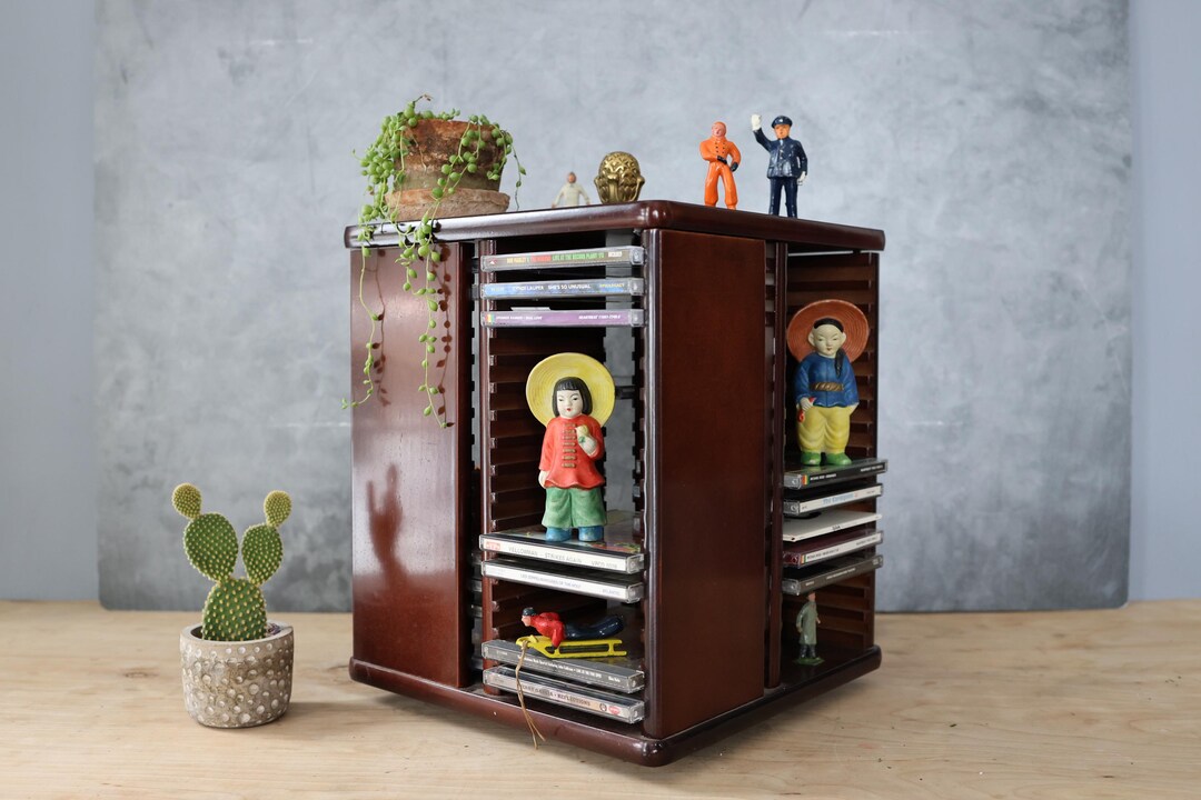 Bombay Company Rotating Carousel Wood Rack CD Holder ~ Storage for 64 ...