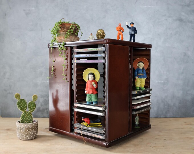 Bombay Company Rotating Carousel Wood Rack CD Holder ~ Storage for 64 ...