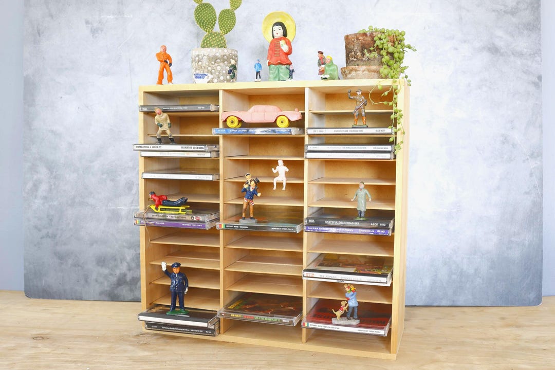 Vintage Wooden CD Holder Display Rack Wall Display Shelf Holds 99 Cds ...
