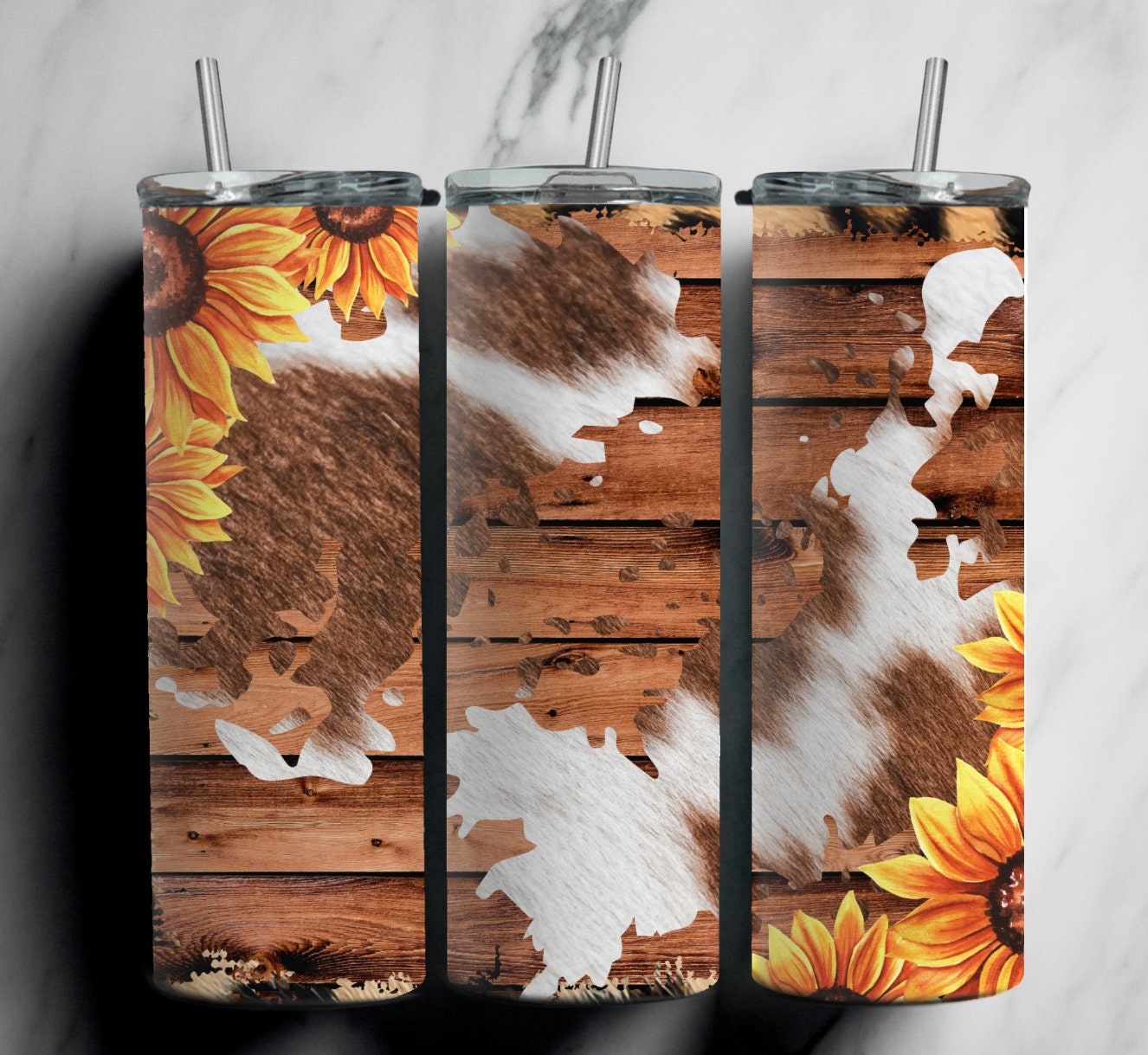 Sunflower Cow Print PNG Tumbler Wrap Cow Sunflower PNG Instant Download ...