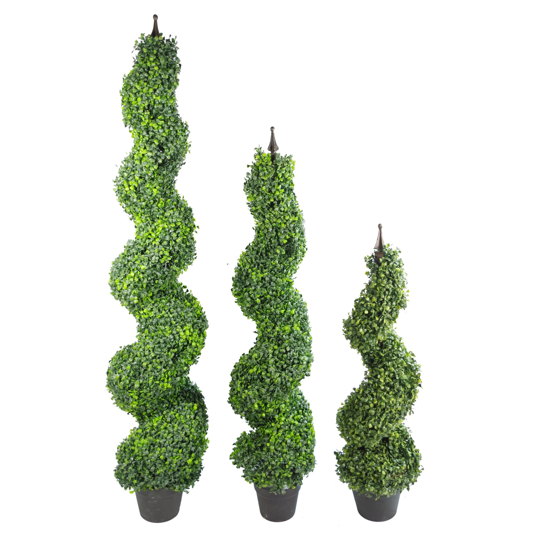 Pair of 120cm (4ft) Tall Artificial Boxwood Tower Trees Topiary Spiral ...