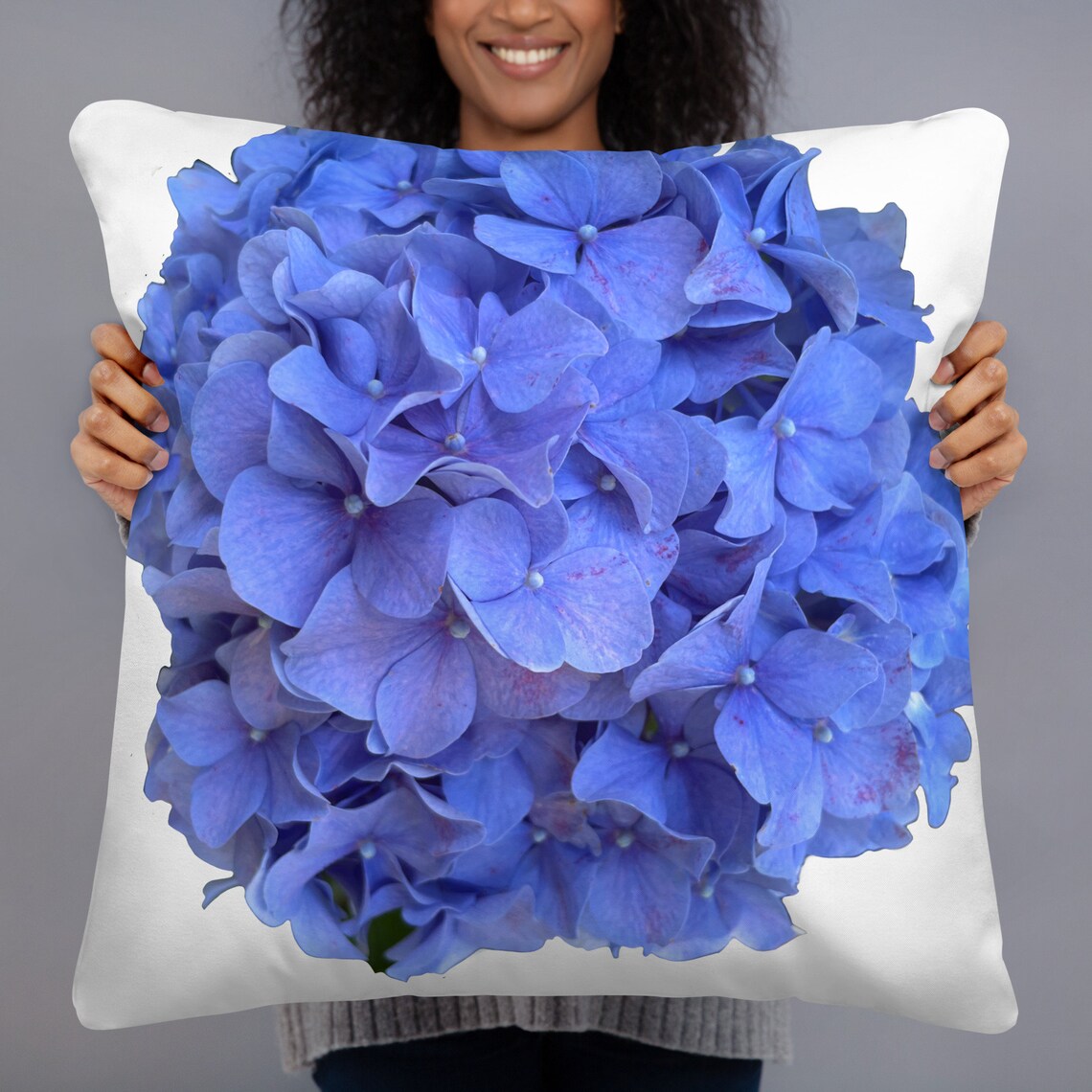 Elegant Blue Purple Periwinkle Hydrangea Throw Pillow Blue Cottage ...