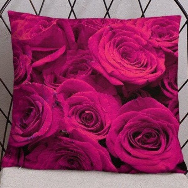 Pink Rose Pillow - Etsy