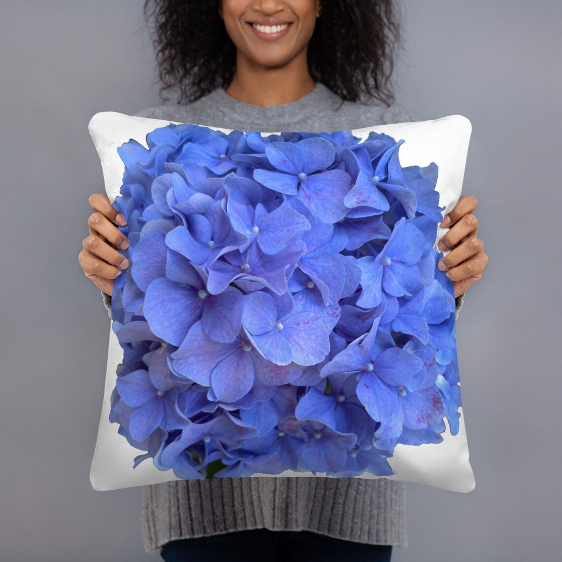 Elegant Blue Purple Periwinkle Hydrangea Throw Pillow Blue Cottage ...
