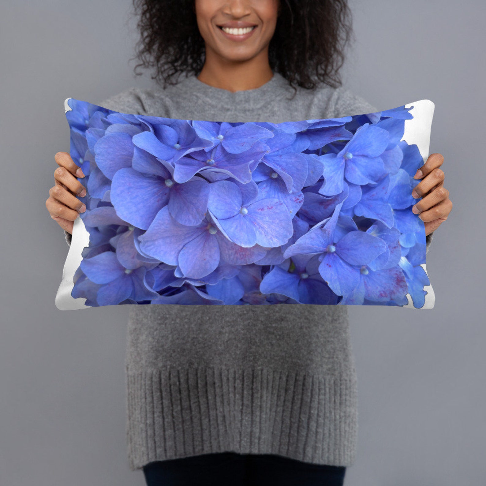 Elegant Blue Purple Periwinkle Hydrangea Throw Pillow Blue Cottage ...