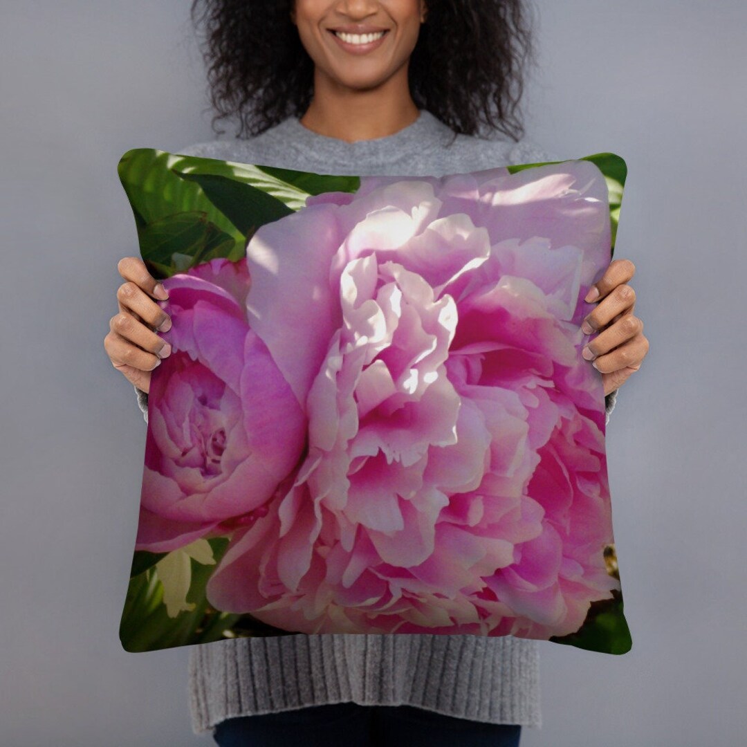 Romantic Pink Peonies Pillow Pink Floral Pillow Pink Rose Pillow Gift ...