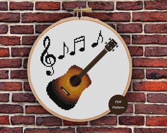 Acoustic Guitar Cross Stitch Pattern - Etsy