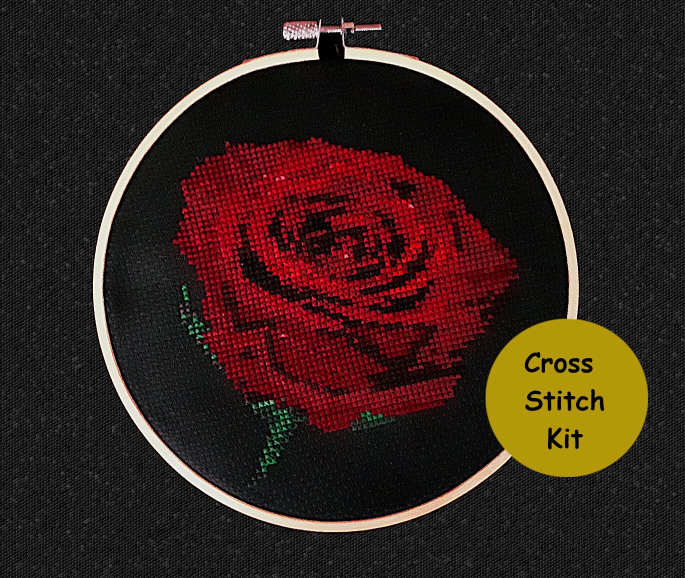Red Rose Cross Stitch Kit | Etsy