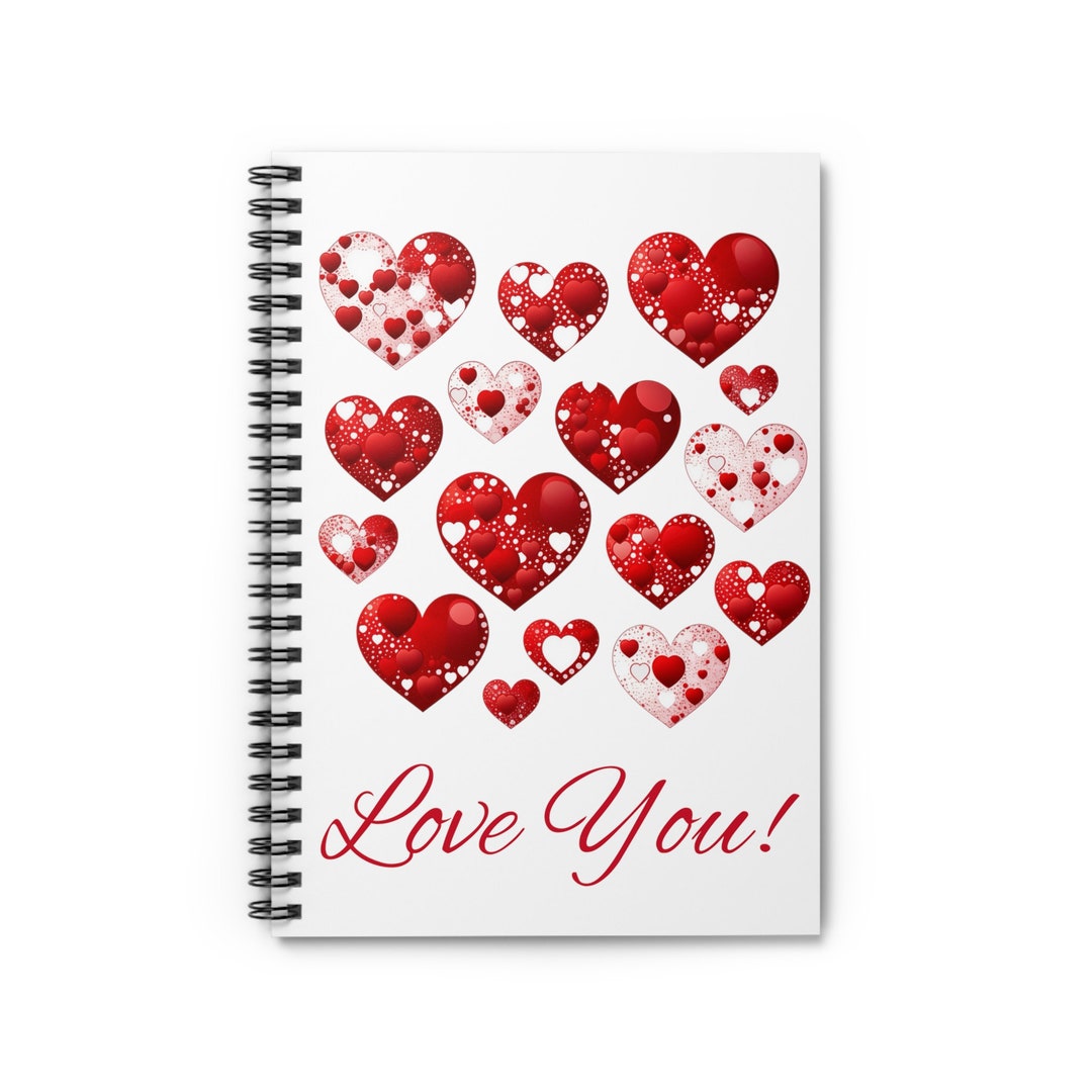 Red Hearts for Valentine's Day Notebook Ruled Line - Etsy