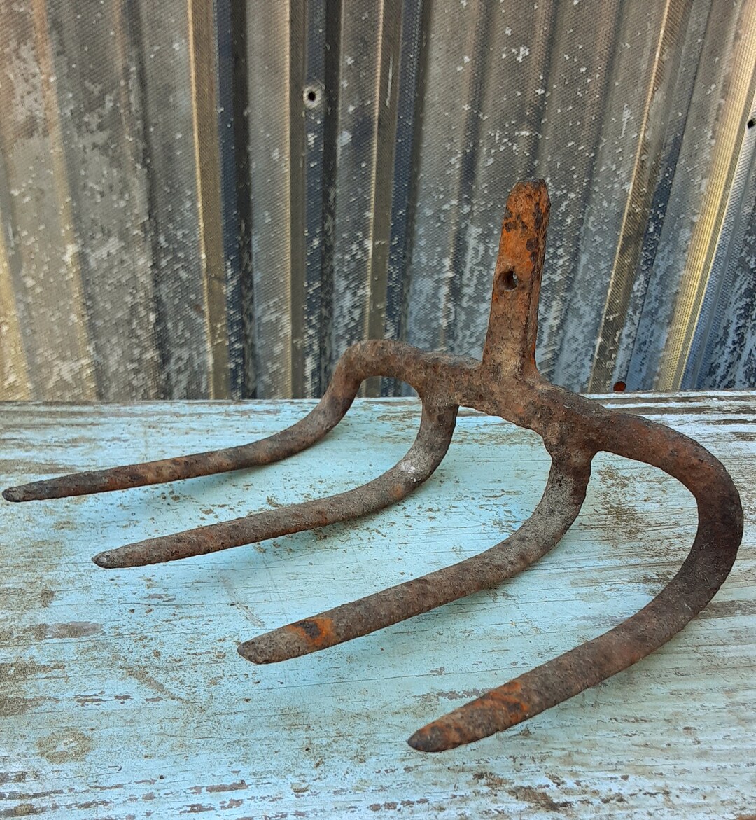 Primitive Hay Rake Head Cast Iron Tool for Garden Pitchfork - Etsy