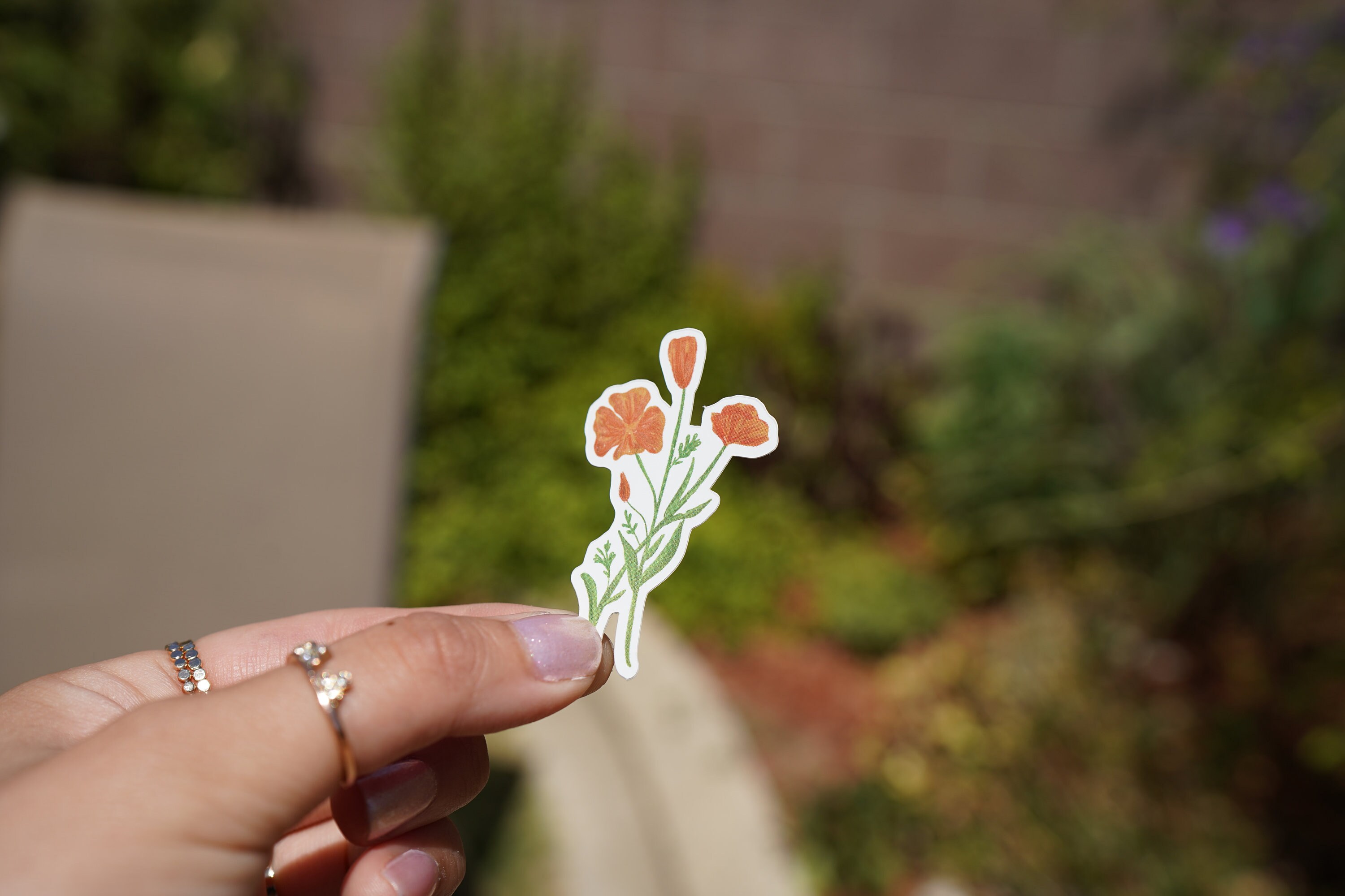 Mini California Poppy Matte Mirror Water Resistant Sticker - Etsy