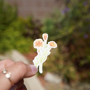 Mini California Poppy Matte Mirror Water Resistant Sticker - Etsy