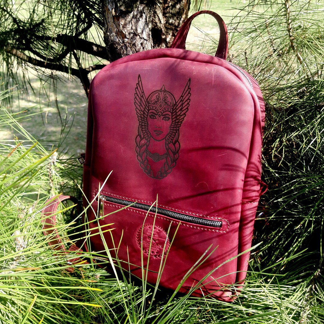 Burgundy Leather Backpack Women School Backpack for Student - Etsy