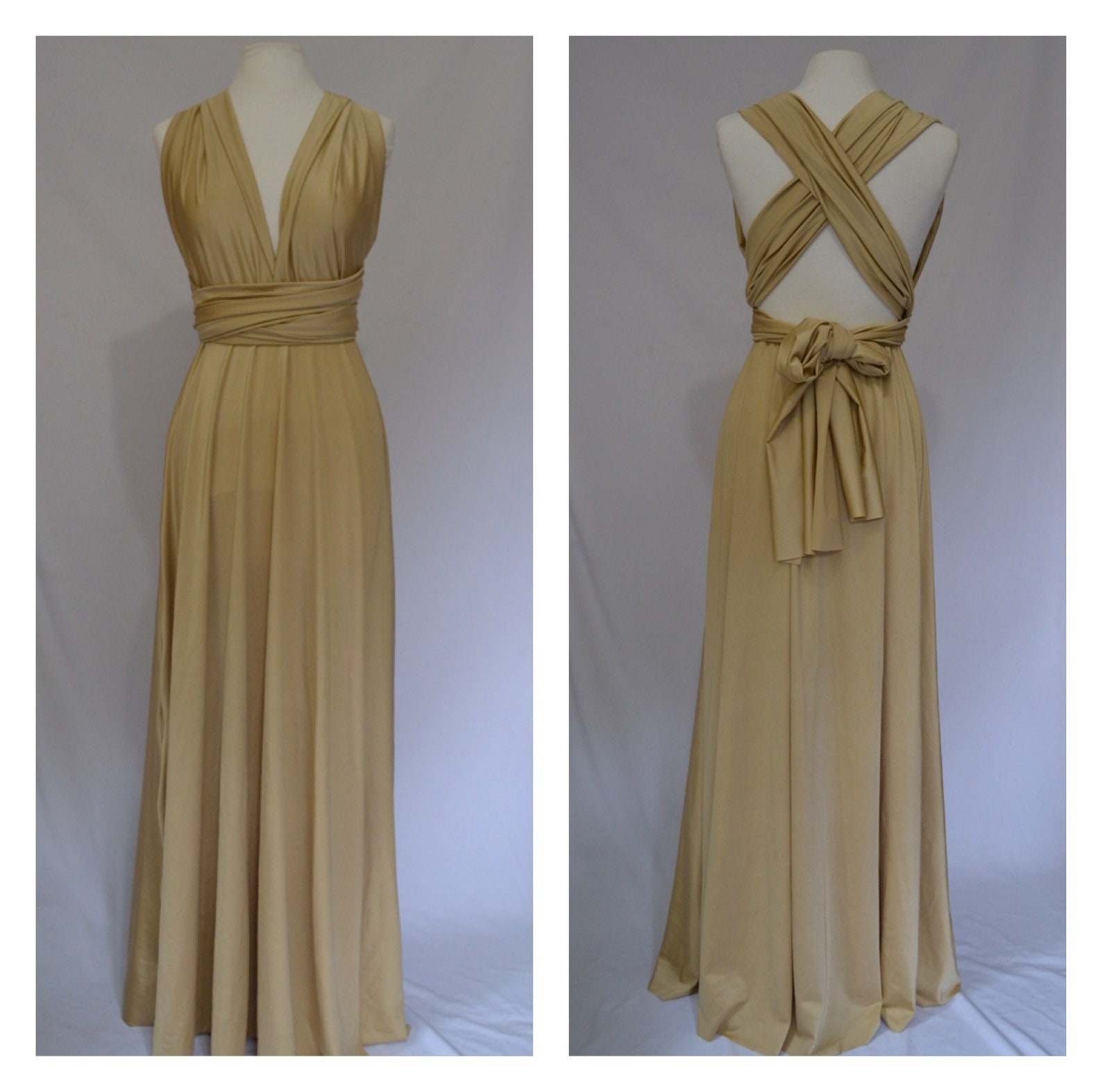Gold Bridesmaid Dress Infinity Dress Twist Wrap Dress Prom - Etsy
