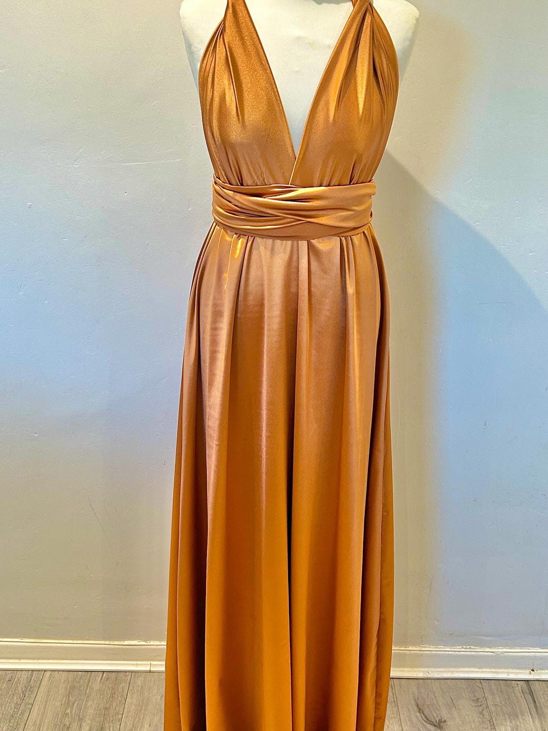 SATIN Multiway Dress Bridesmaid Dress Copper Satin Dress Wedding Prom ...