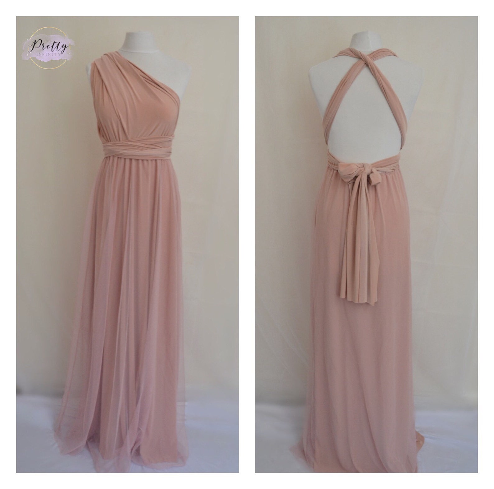 TEA ROSE TULLE Bridesmaid Dress Infinity Dress Twist Wrap - Etsy UK
