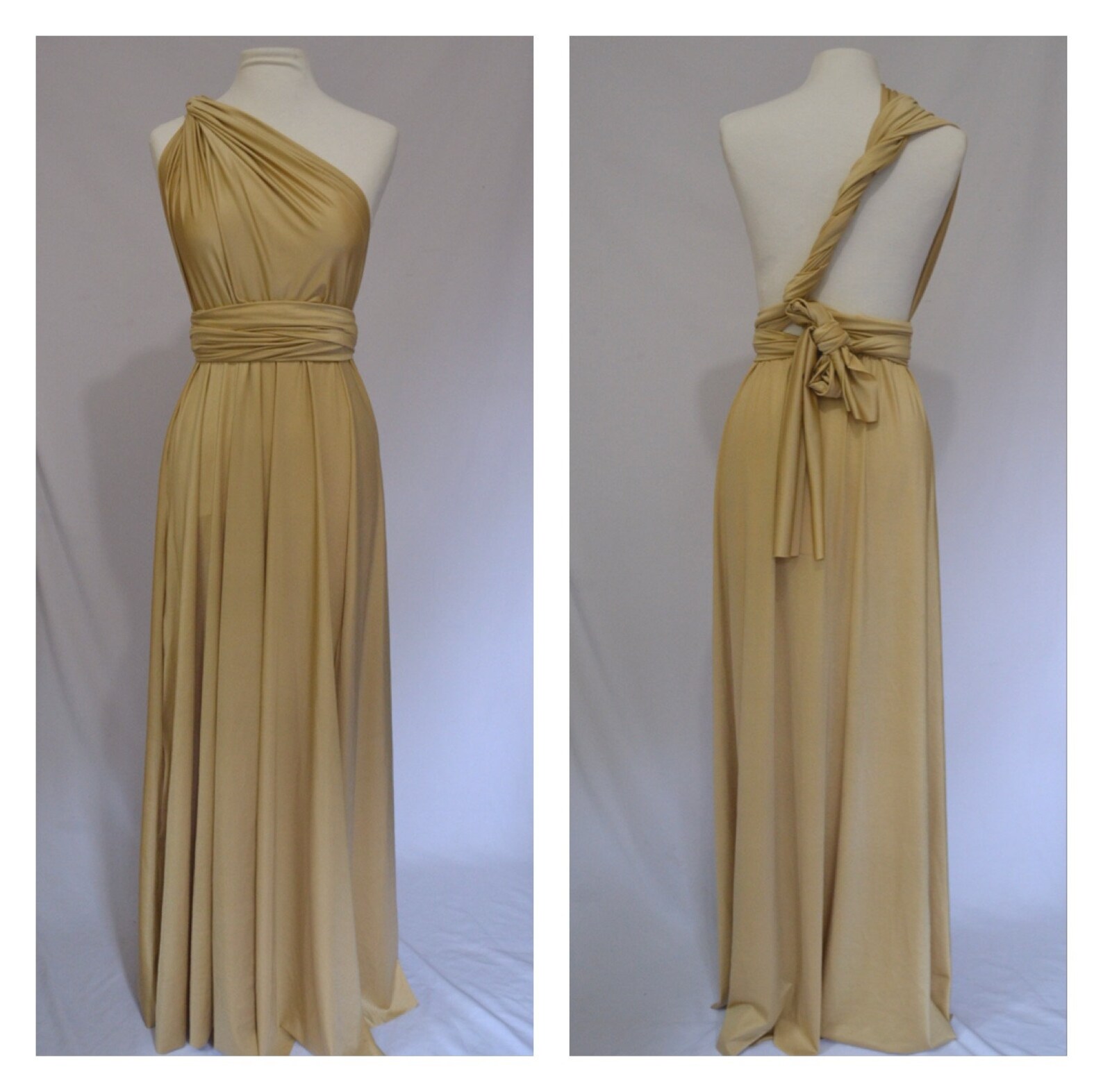Gold Bridesmaid Dress Infinity Dress Twist Wrap Dress Prom - Etsy