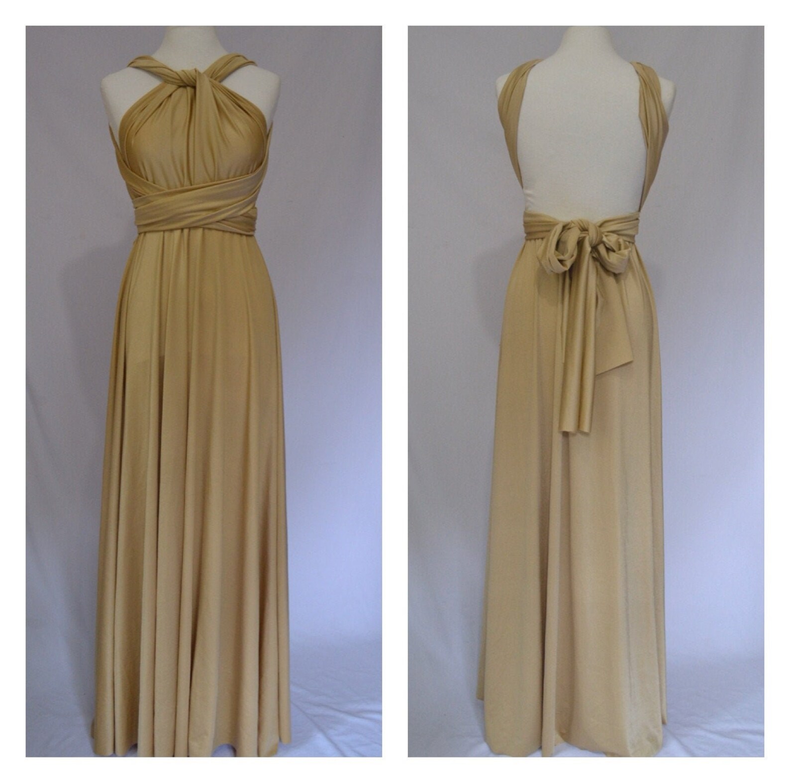 Gold Bridesmaid Dress Infinity Dress Twist Wrap Dress Prom - Etsy