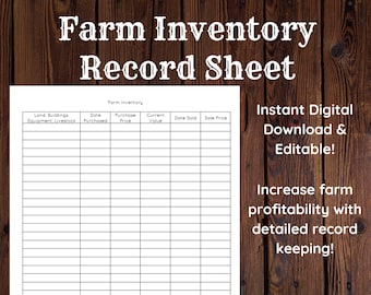 Hay Season Record Sheet - Instant Digital Download - Editable - Farm ...