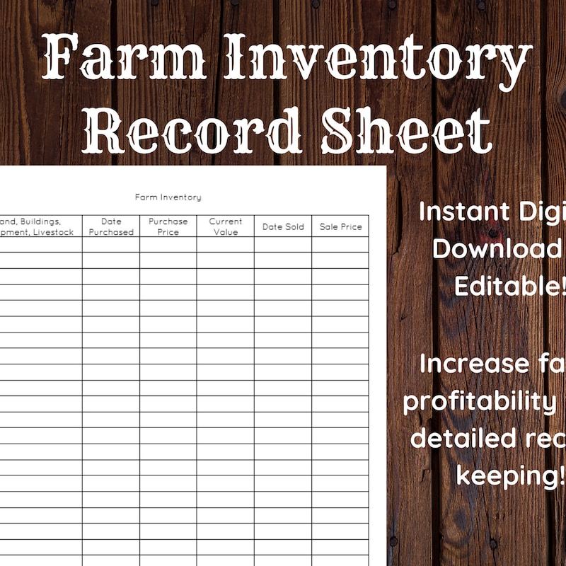 Farm Record Template - Etsy
