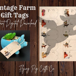Printable Farm Gift Tags - Farm Animals and Barn - Vintage - Instant ...