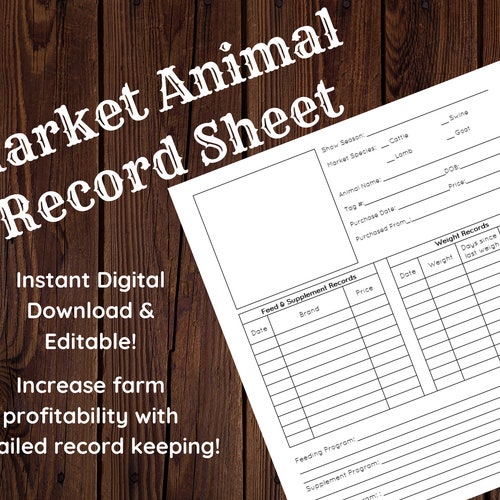Calving Season Record Sheet Instant Digital Download | Etsy