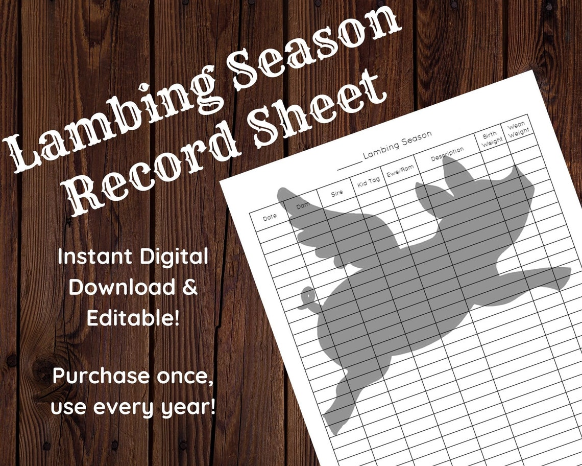 Lambing Season - Instant Digital Download - Editable - Farm Management ...