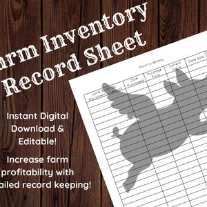 Farm Inventory - Instant Digital Download - Editable - Farm Management ...