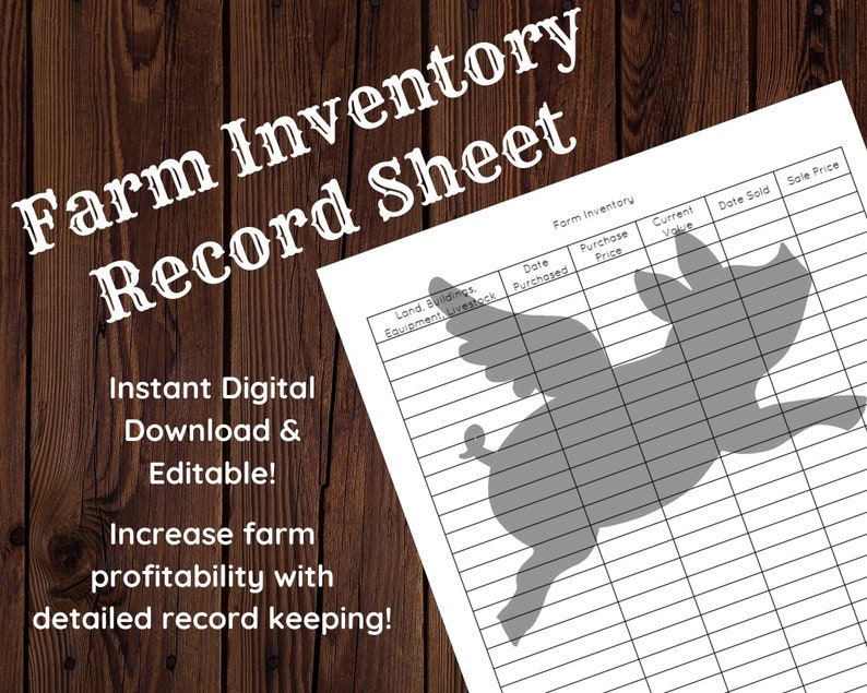 Farm Inventory - Instant Digital Download - Editable - Farm Management ...