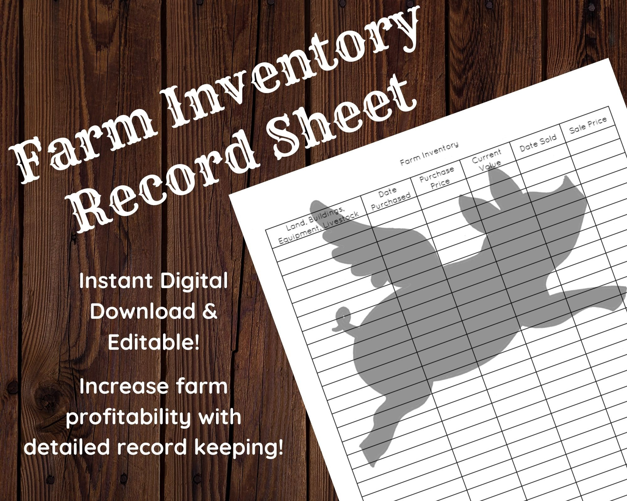 Farm Inventory - Instant Digital Download - Editable - Farm Management ...