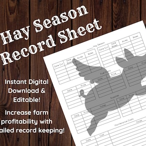 Hay Season Record Sheet - Instant Digital Download - Editable - Farm ...