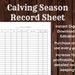 Calving Season Record Sheet - Instant Digital Download - Editable ...