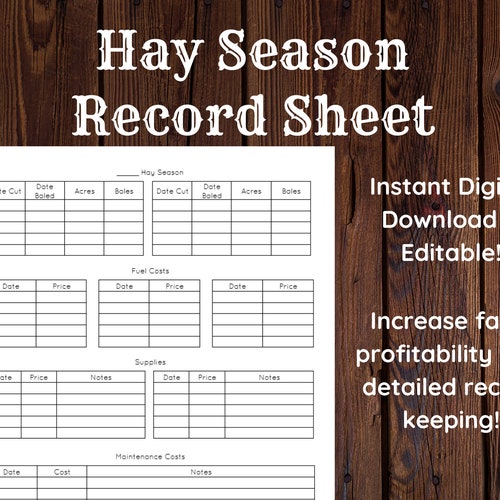 Calving Season Record Sheet Instant Digital Download - Etsy