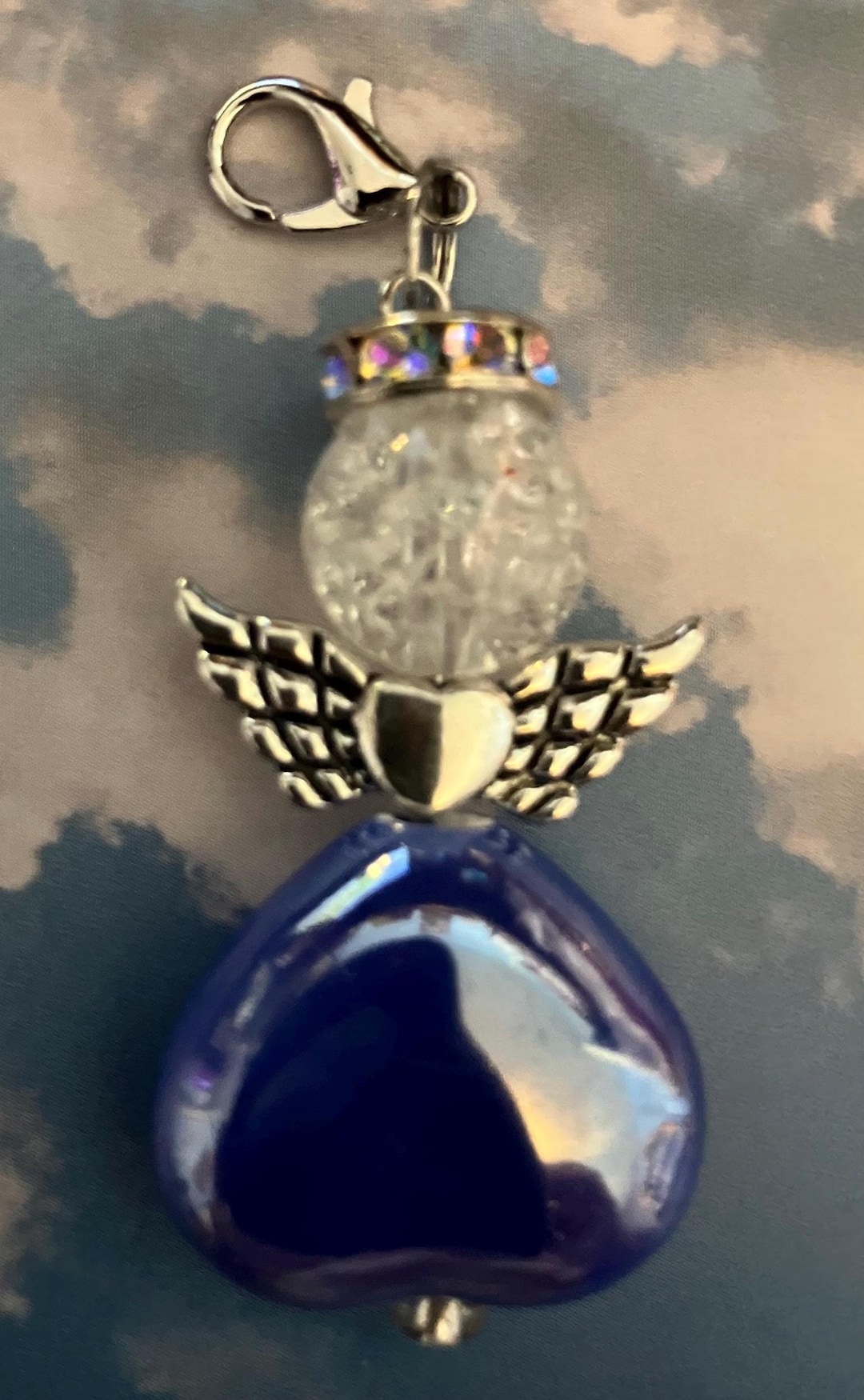Royal Blue Heart Guardian Angel Charm Zipper Pull - Etsy