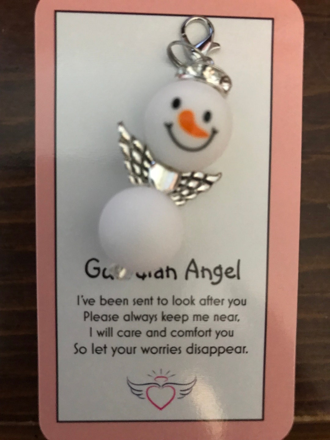 Snowman White Guardian Angel Charm - Etsy