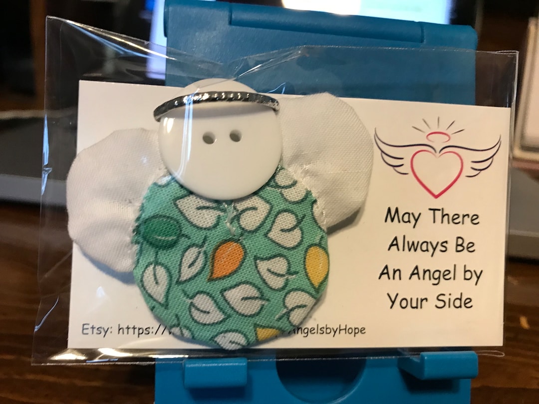 Blue Leaf Angel Silver Button Pin - Etsy