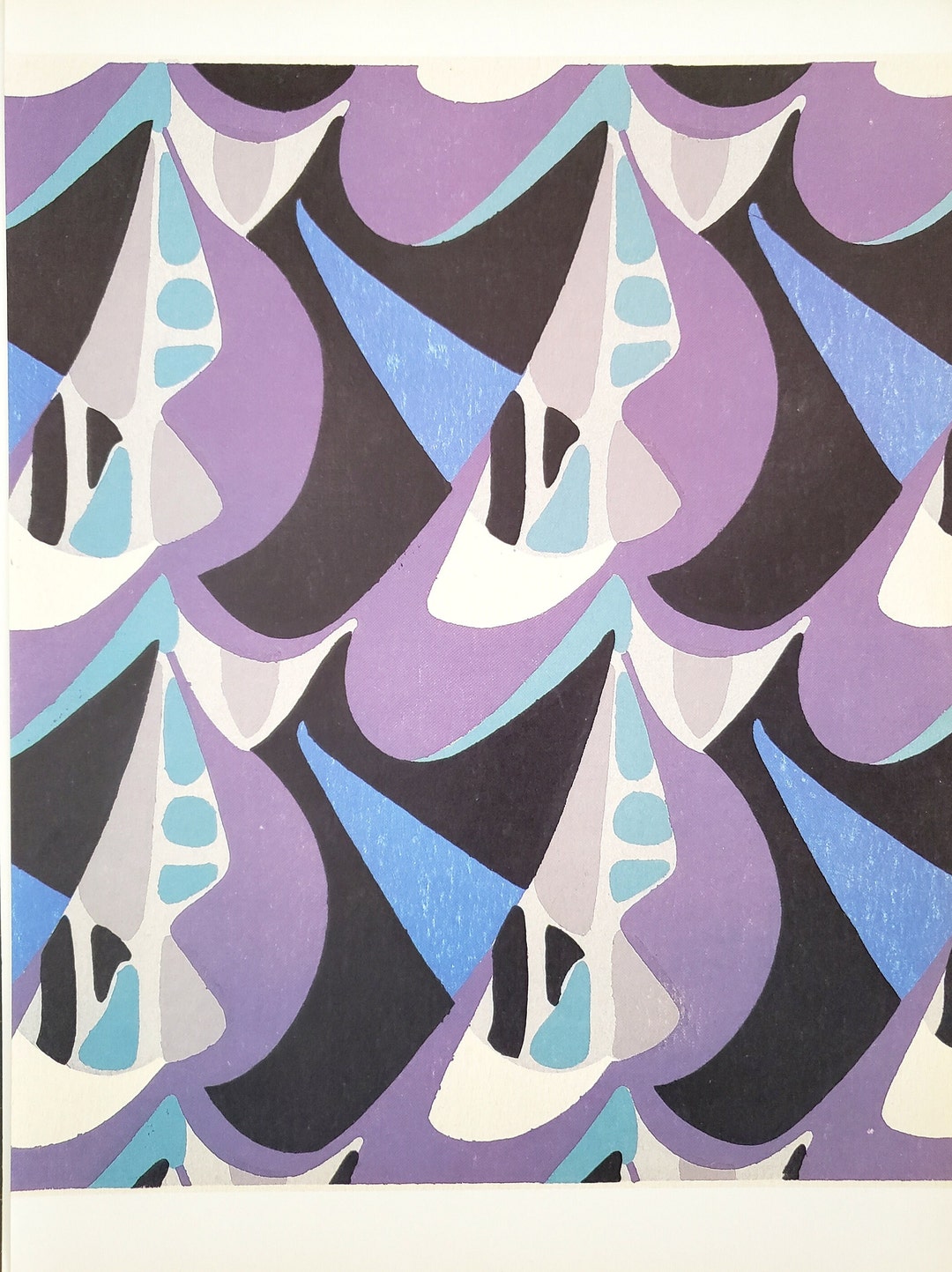 Art Deco Print Curvilinear Forms Purple Blue 11 X 15 Book Plate 1988 ...